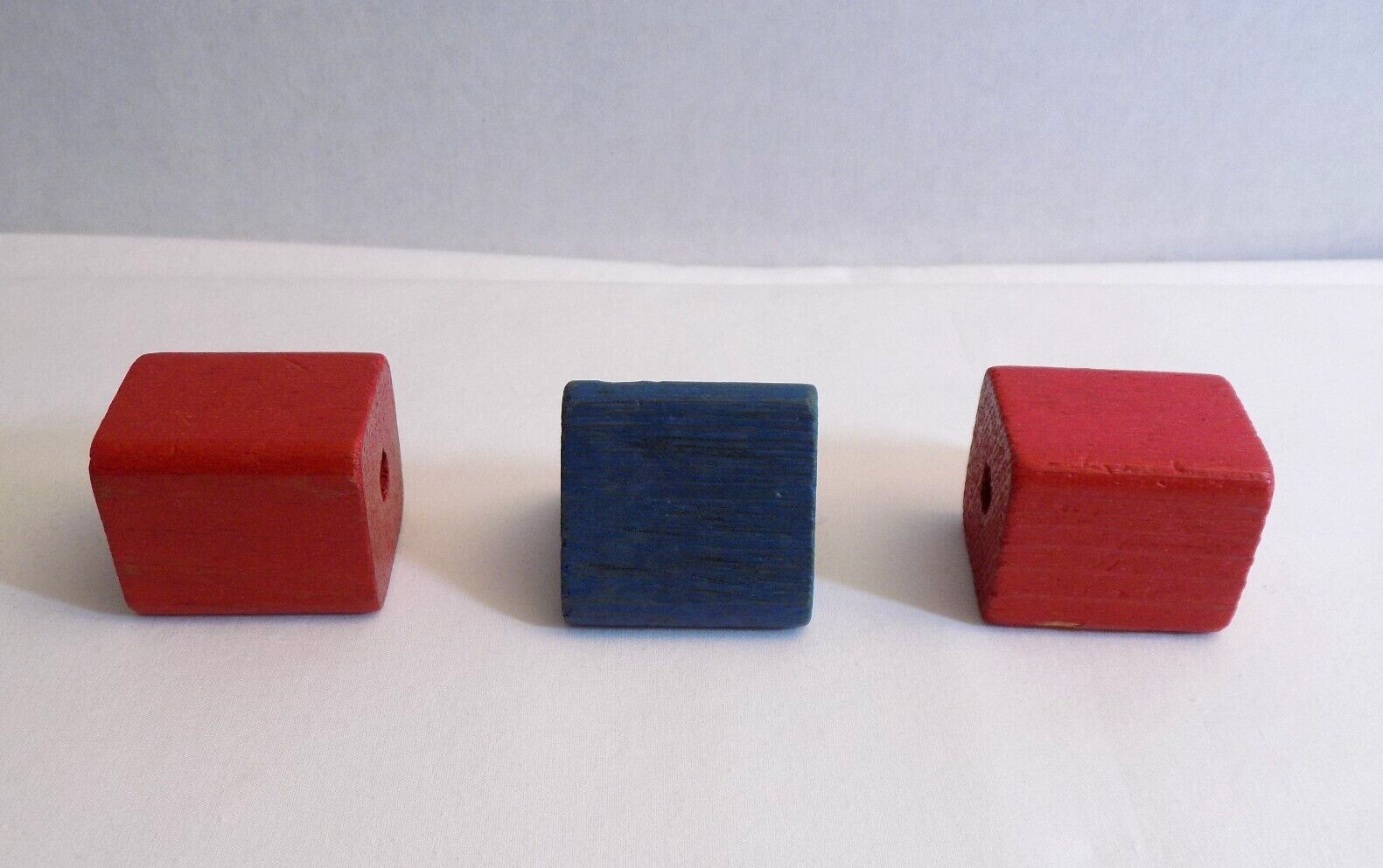 6 Vtg Wooden Building Block Toy Color Wood Shapes Cylinder Rectangle ...