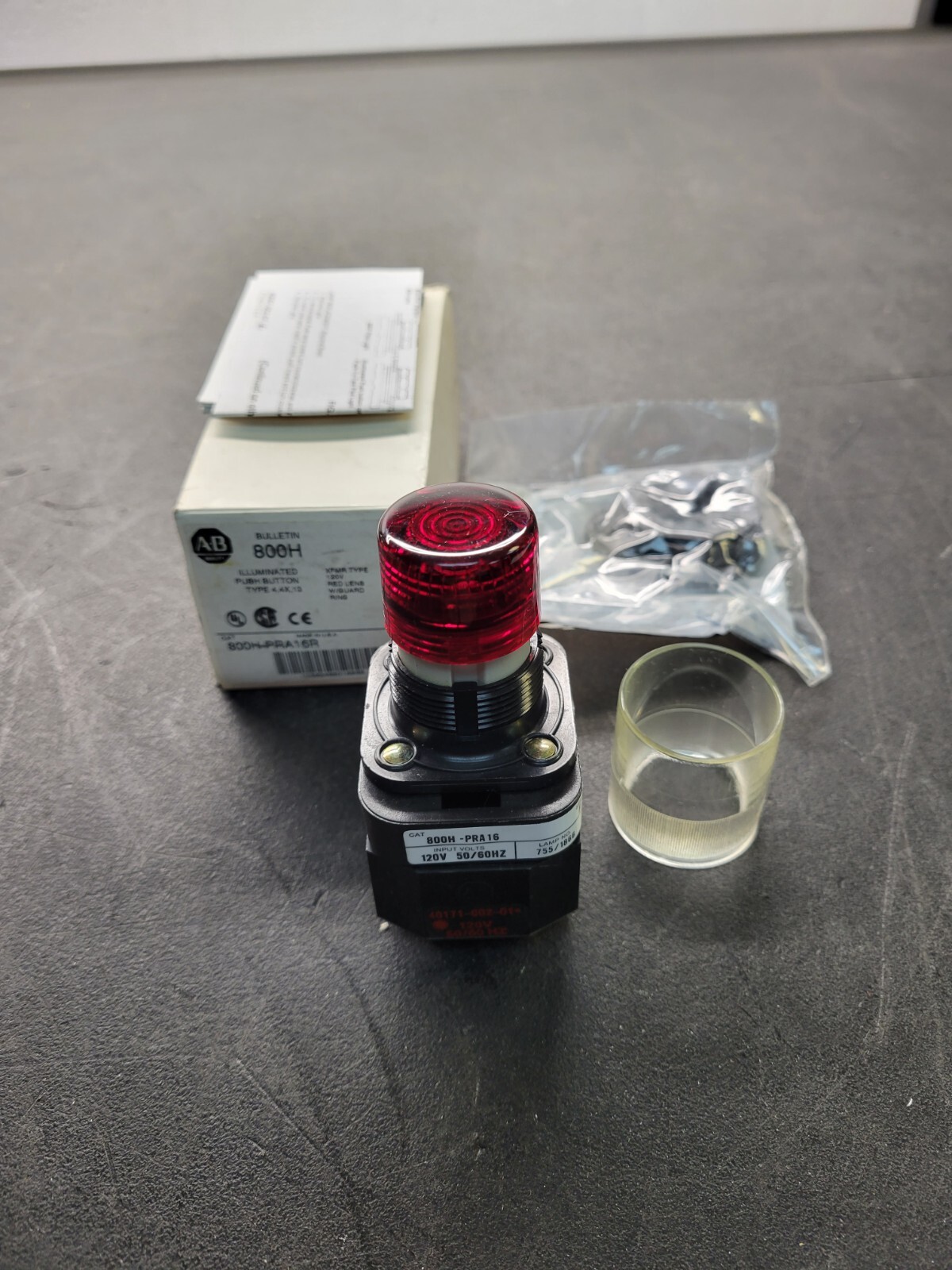 Allen Bradley 800H-PRA16R Illuminated Push Button. Red Lens. | eBay