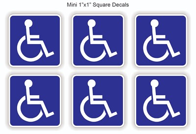6-pcs Mini 1x1 inch Handicap Symbol Stickers Decals Handicapped ...