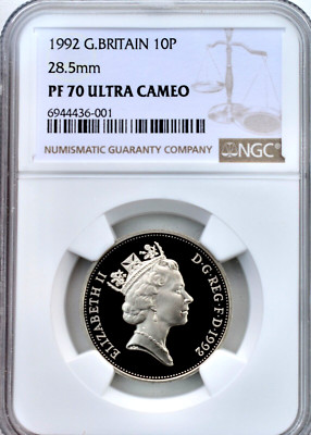 1992 10p Crowned Lion Ten Pence NGC Proof PF70 Large 28.5mm | eBay