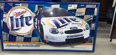 Rusty Wallace Miller Lite Framed Sign 50x26x54 in | eBay