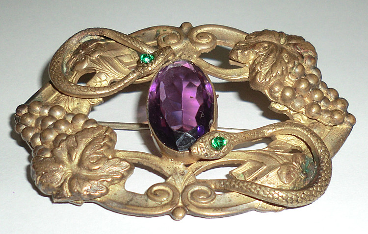 Antique Victorian Nouveau Serpent Snake Grapes Sash P… - Gem