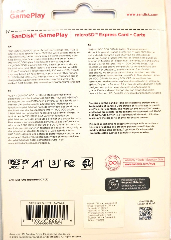 SanDisk MicroSD Express 512 GB GamePlay Memory Card "Brand New" | eBay