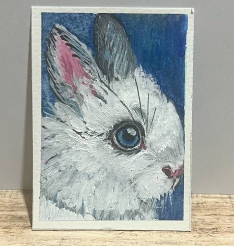 ACT Watercolor OOAK Original White Rabbit Art Card | eBay