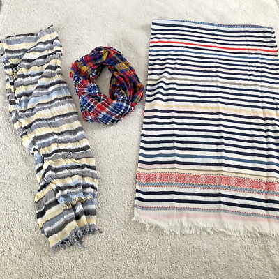 Scarf Lot 3 Womens Scarves Infinity Reversible Plaid Rectangular ...
