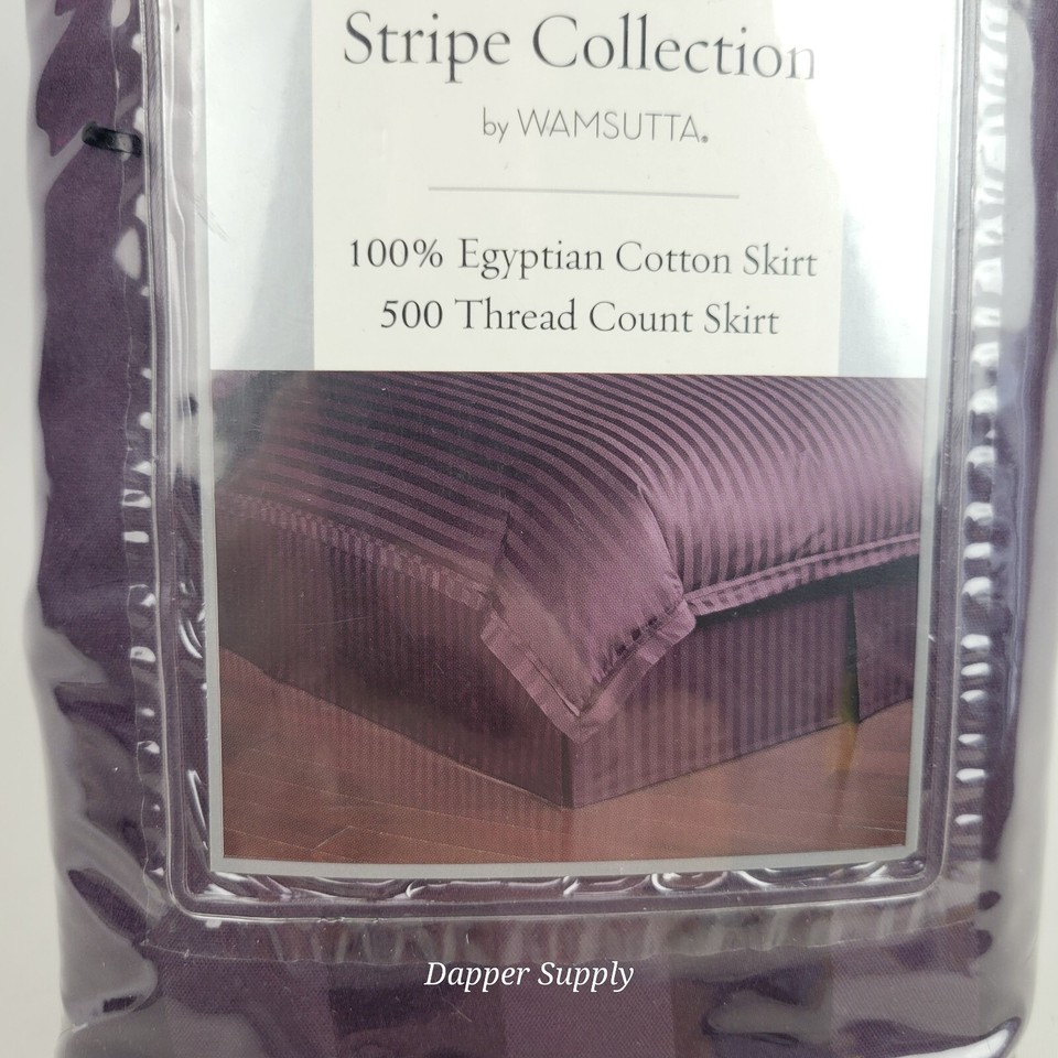Wamsutta Damask Stripe Full Bedskirt Potent Purple 15” Drop 500TC Dust ...