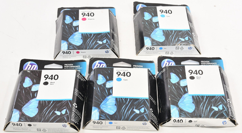 5 of HP 940 Ink Cartridge Lot (3 Cyan +1 Magenta+1 Black) Expired 2013 ...