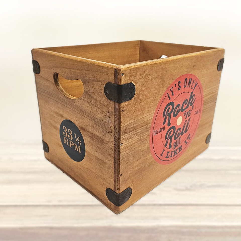 Retro Record Box 12" Vintage Wooden Handcrafted Album Crate For LP ...