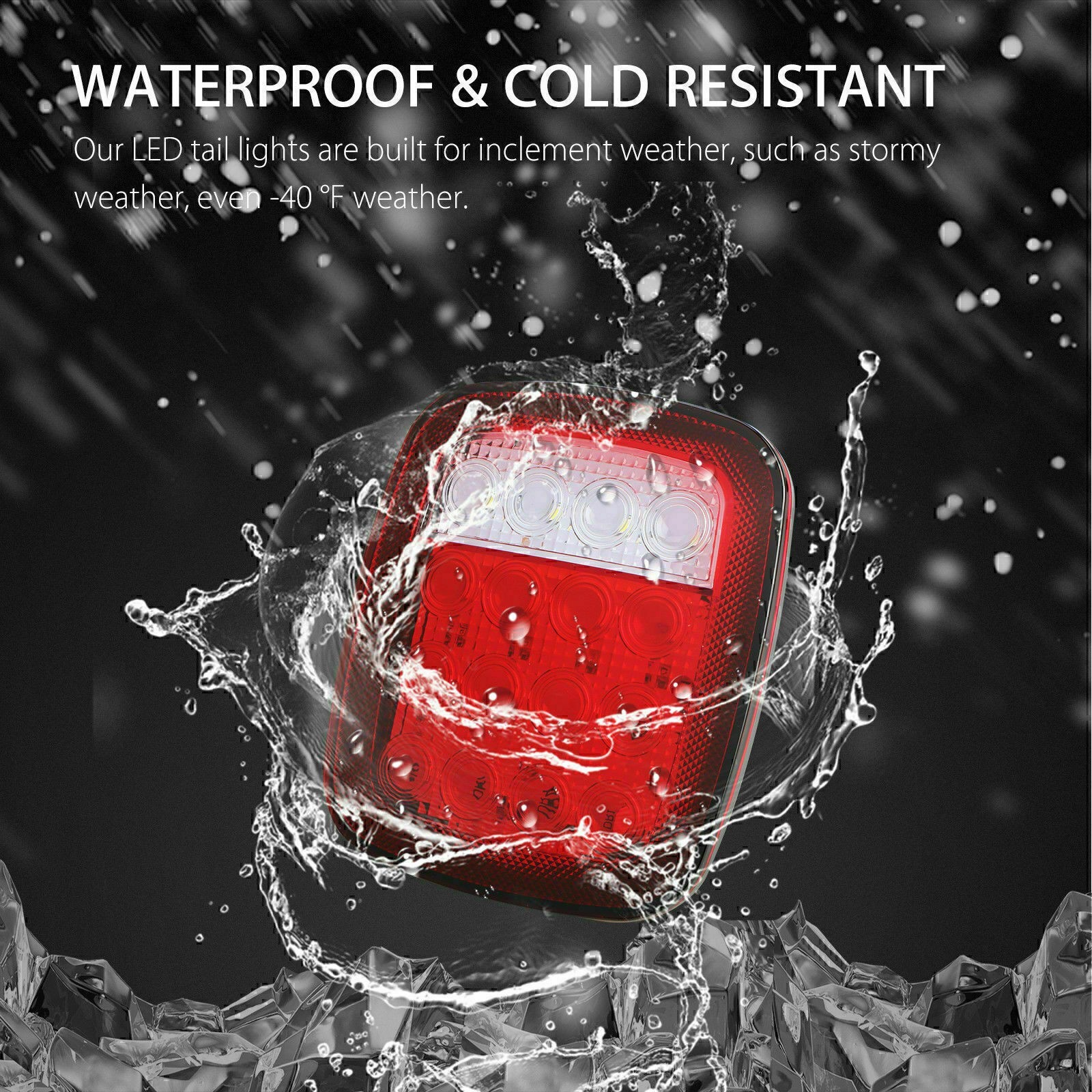 2x Rear LED Submersible Square Trailer Tail Lights Kit Boat Truck ...