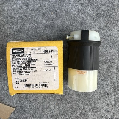 Hubbell HBL2413 HBL Twist Lock Connector Body Insulgrip 20A 125/250V 3 ...