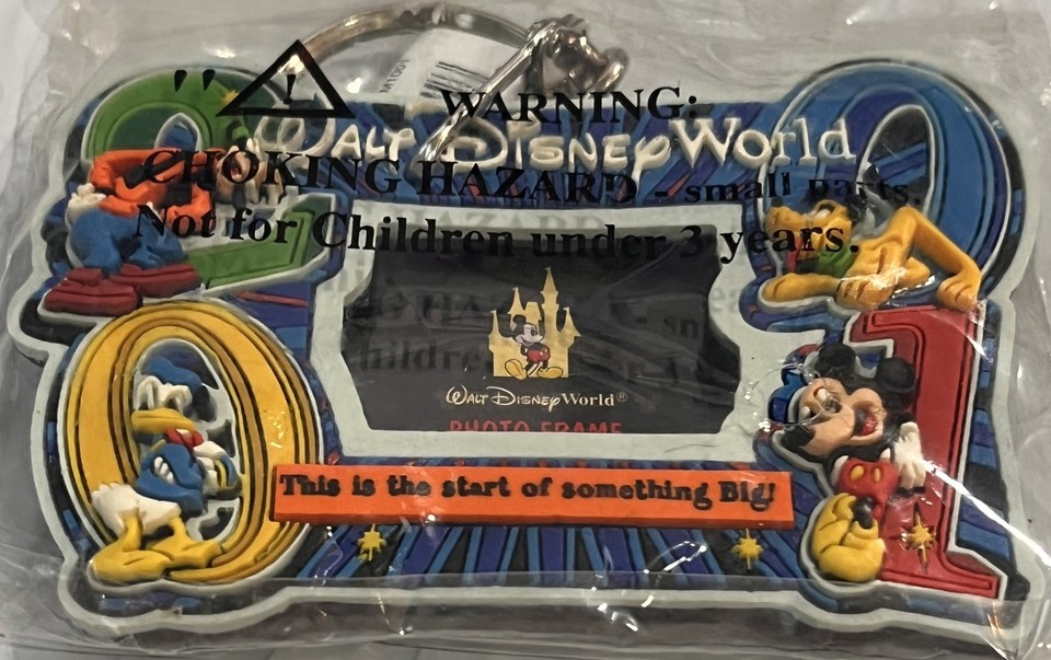 Walt Disney World 2001 Photo Frame Fridge Magnet Keychain Mickey Goofy ...