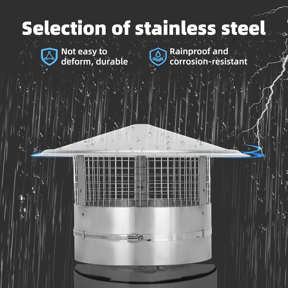 10" TEN Inch Round Chimney Cap Adjustable Roof Cap Vents Chimney Cap w ...