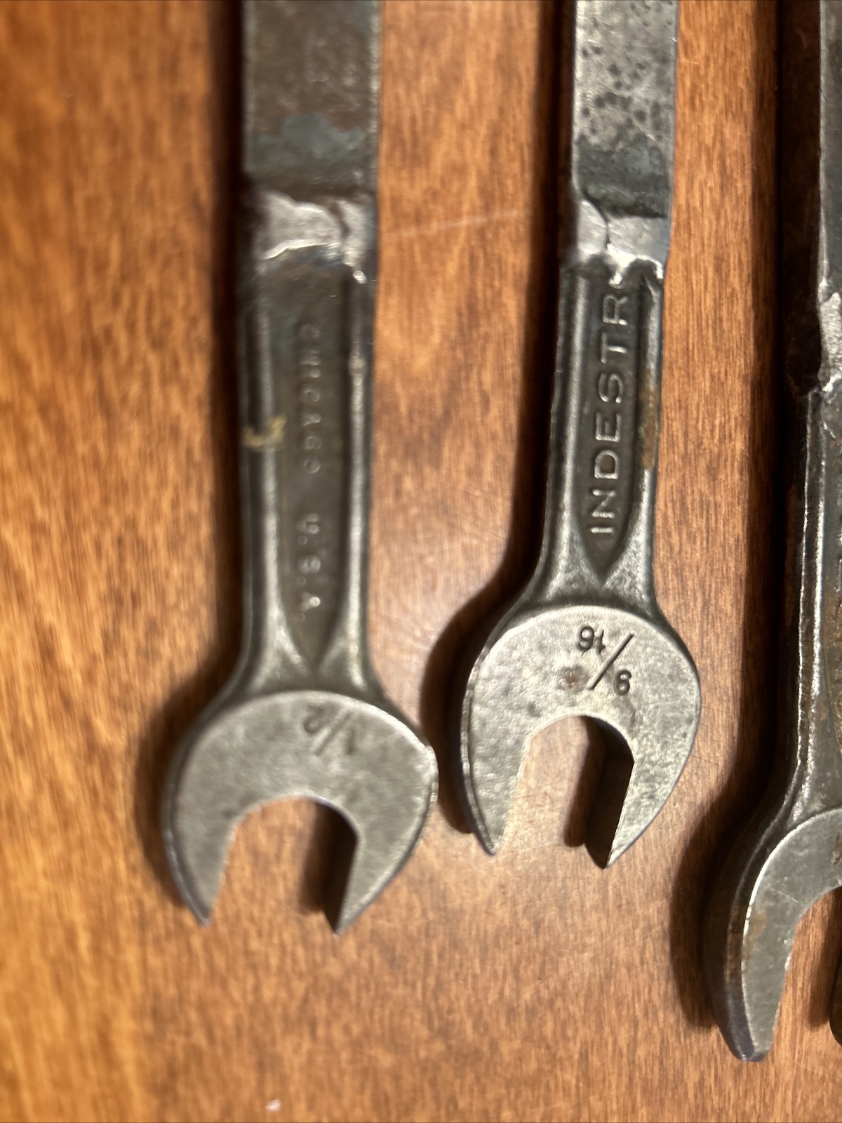 ANTIQUE Vintage INDESTRO Open end Wrenches 6 Lot 25/32 7/8 Chicago 1/2 ...