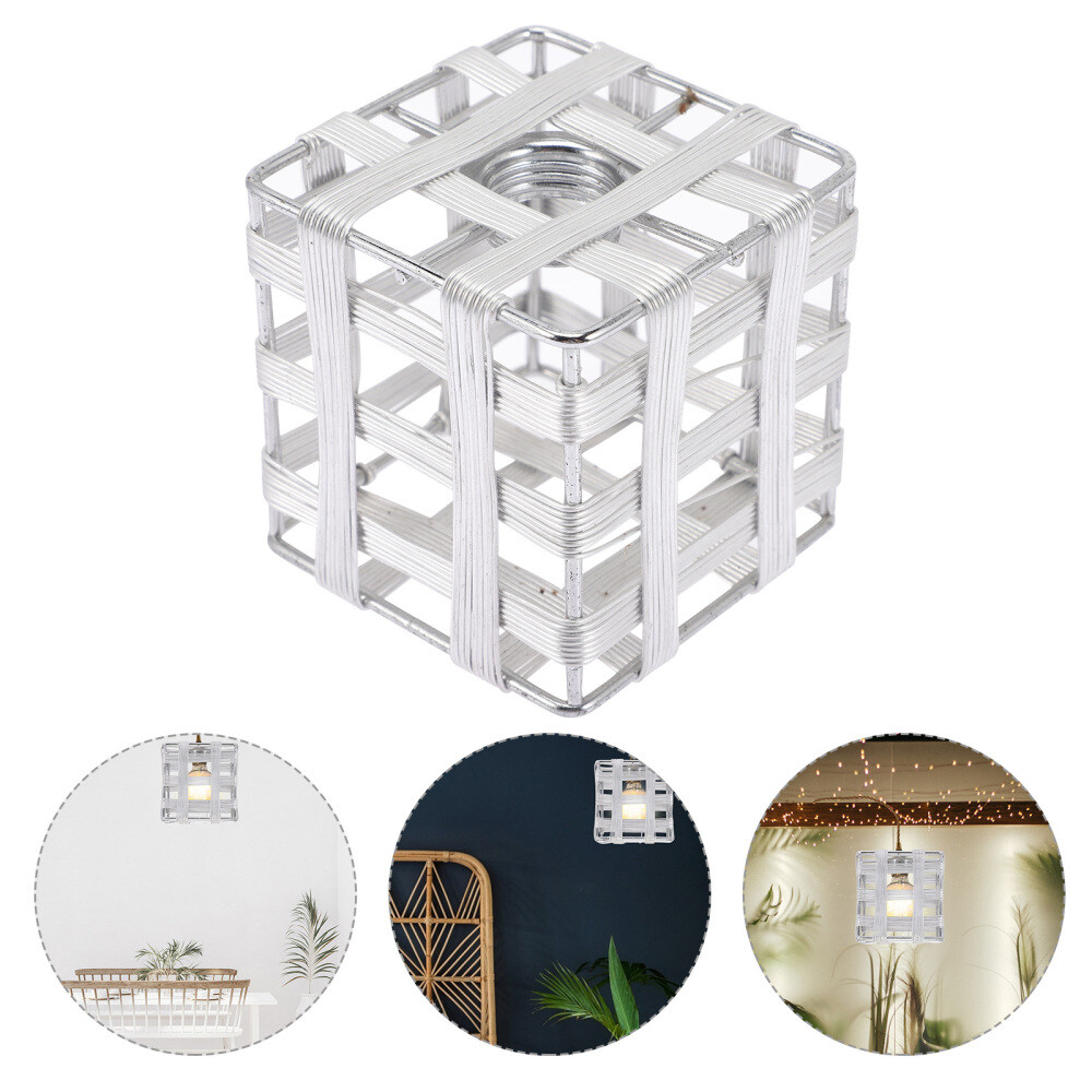 Small Square Lamp Shades Base Wire Cage Pendant Ceiling Light Silver | eBay