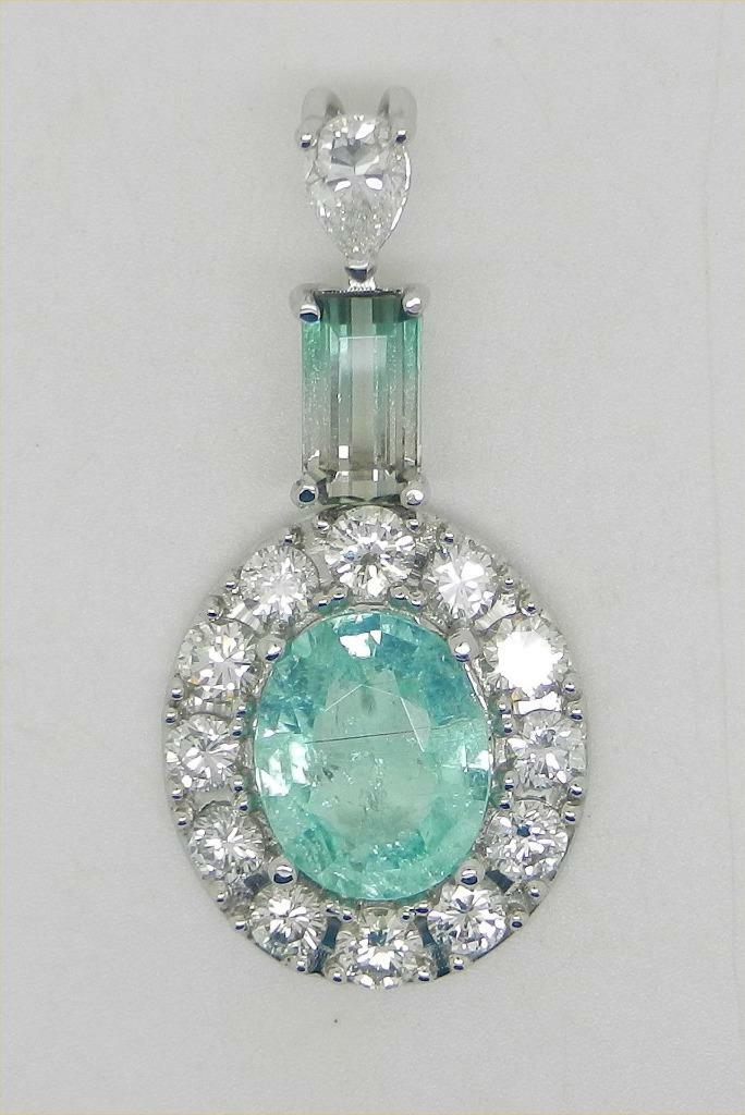 PLATINUM GIA CERTIFIED 4.30 CTS PARAIBA TOURMALINE DIAMOND CUSTOM MADE ...
