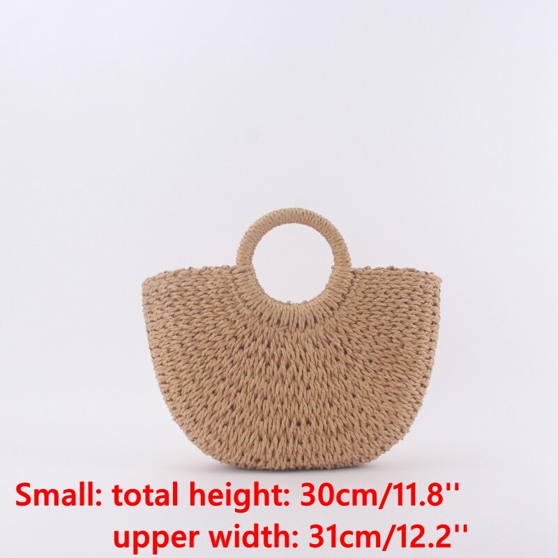 Women Wicker Handbag Totes Summer Beach Straw Woven Boho Rattan Basket ...
