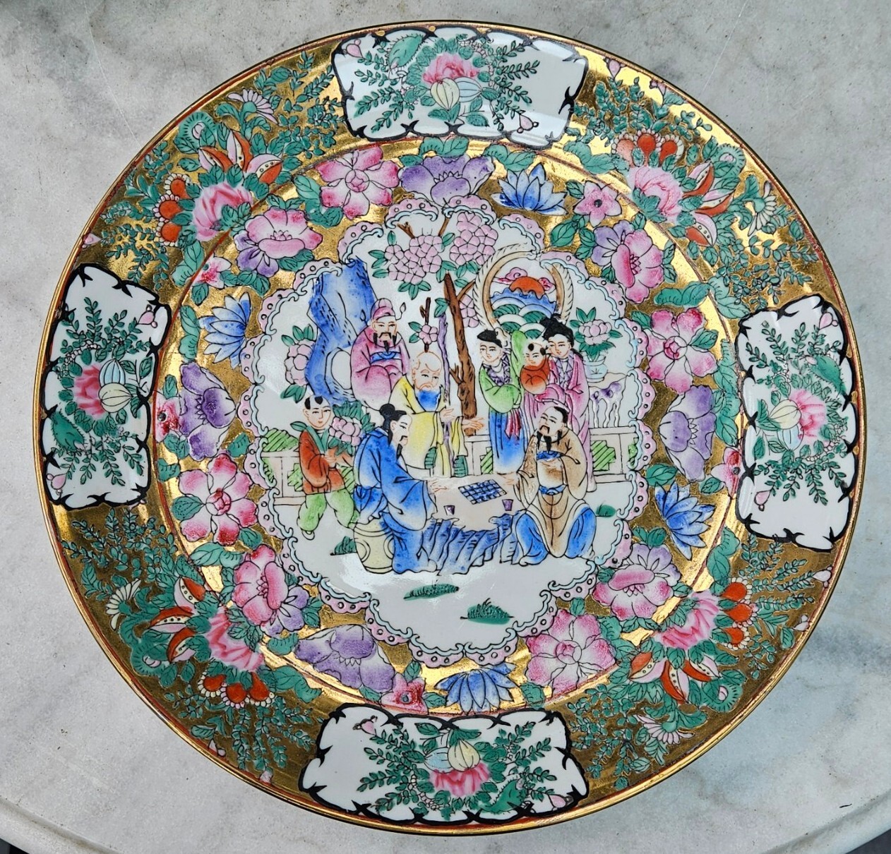 ANTIQUE 18th Century Chinese Hand Painted Enamel Gold People Floral ...