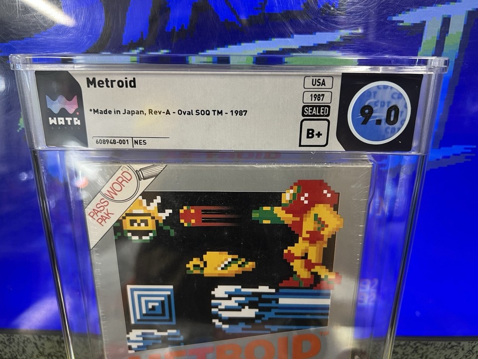 1987 Nintendo NES Metroid Oval SOQ Rev A WATA 9.0 B+ SEALED NEW - Samus ...