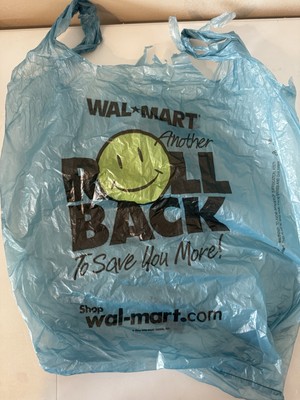 Vintage Walmart Blue Plastic Bag Movie Prop Roll Back Smiley Face 2000 ...