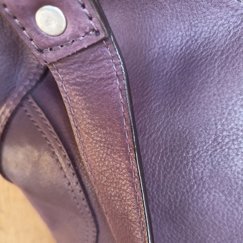 White Stuff Medium Plum Leather Shoulder Bag 35 cm x 27 cm x 10 cm ...