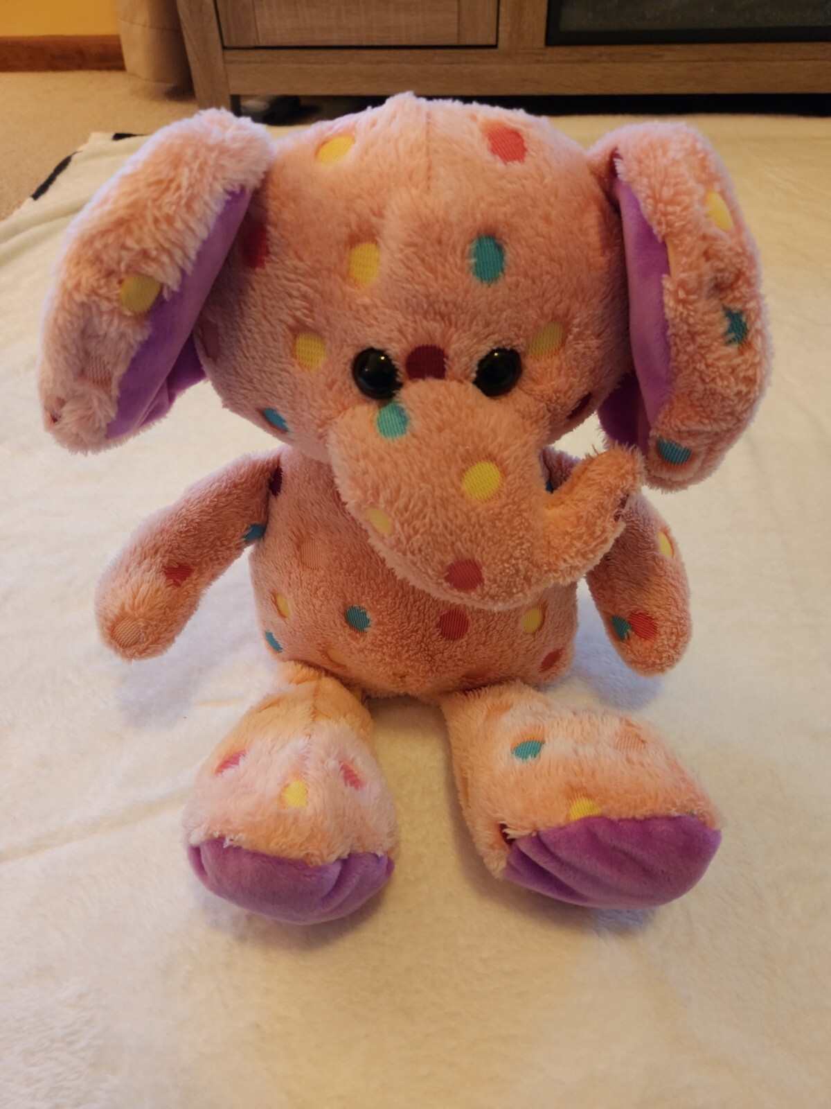 Hugfun Polka Dot elephant plush stuffed animal pink Hug Fun toy purple ...