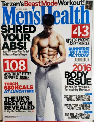 Men's Health UK Aug 2016 The Body Issue Tarzan Workout FREE SHIPPING CB ...