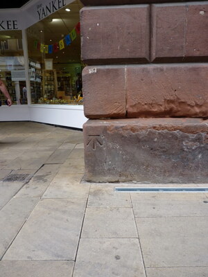 Photo 6x4 OS benchmark & bolt - Chester Foregate Street An OS cutmark ...