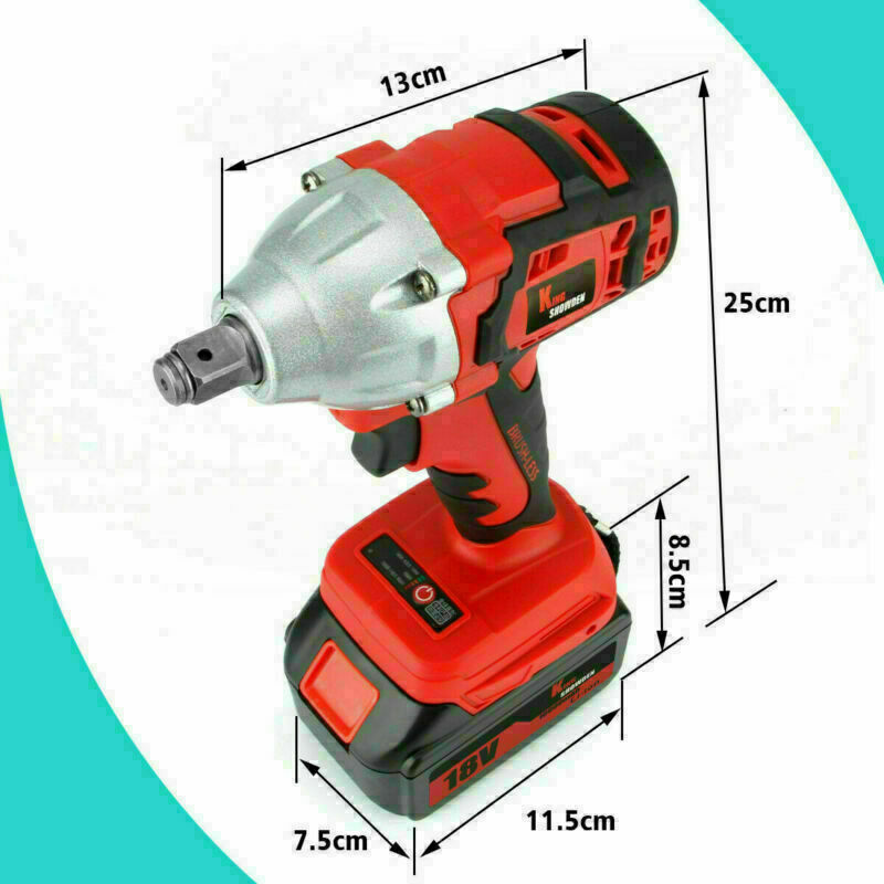 18V Cordless Impact Wrench Brushless 1/2" Drive Heavy Duty Rattle Gun W ...