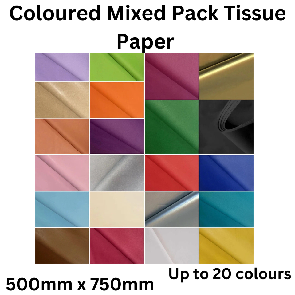 Coloured Tissue Paper High Quality Acid Free 22 Colours 500mm x 750mm ...