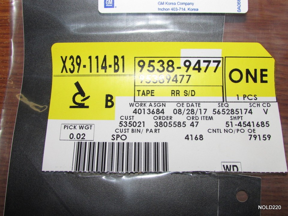 NEW GM 95389477 Black Out Tape, Right OEM (J1857 DS661 B4) | eBay