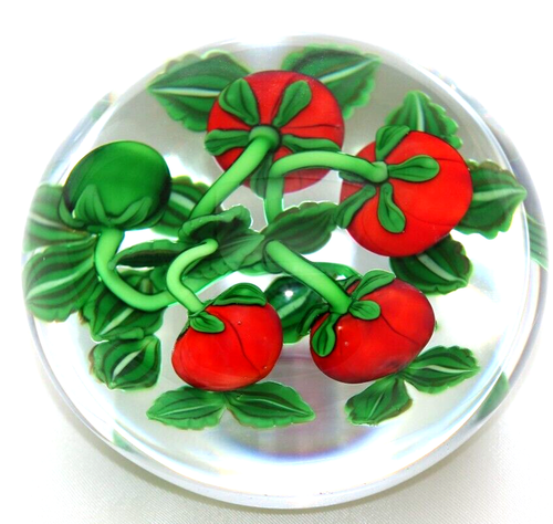 Large Ken ROSENFELD on the Vine Ripened TOMATOS Vegetable Art Glass ...