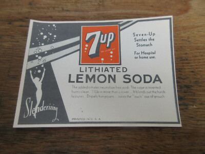 NEW Vintage 7Up Lithiated Lemon Soda Label 4 1/4" x 3 1/8" | eBay