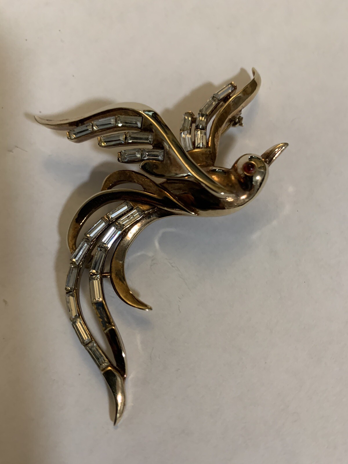 Trifari Bird brooch Vintage 1950s A. Philippe Flying Bird Rhinestones ...