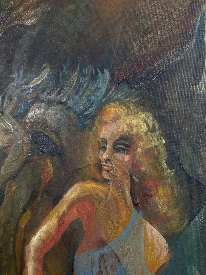 LAVIN 1952 Impressionist Spooky Ghost Rider Goddess Oil Painting | eBay