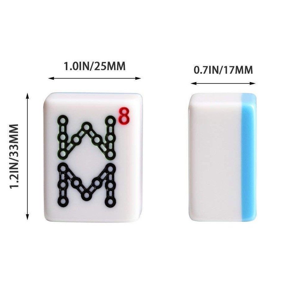 144 Green Tiles Chinese Mahjong Silver Aluminum Case with Pushers and ...