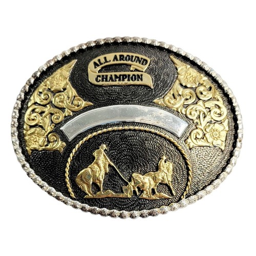 Montana Silversmiths All Around Champion Rodeo Belt Buckle Calf Roping ...
