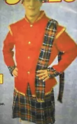 KILT SCOTTISH LAD COSTUME SET - X-LARGE-NEW-TO CHEST 48"-RED-ORANGE ...
