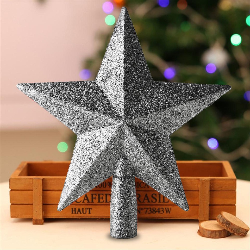Xmas Tree Stars Shape Top Ornaments Glitter Tree Home Holiday Decor ...