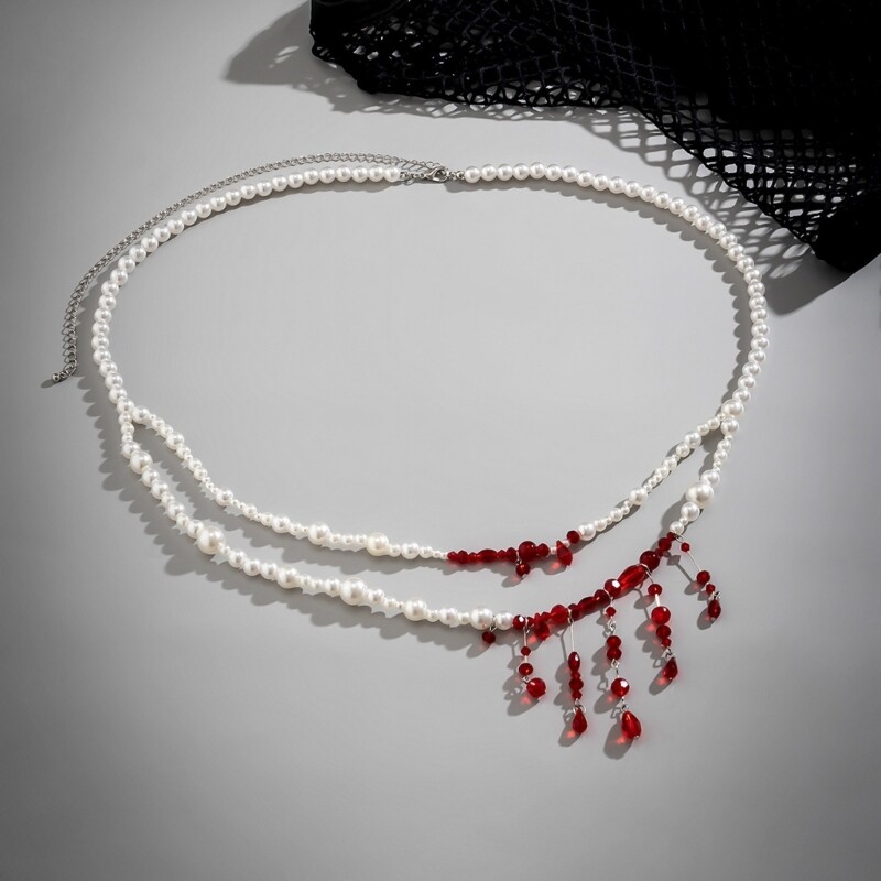 Body Chain Imitation Pearls Blood Dripping Tassels Body Waist Chain ...