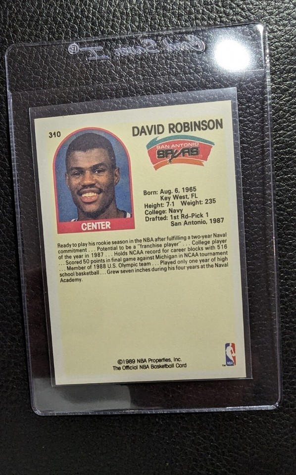 1989 HOOPS #310 DAVID ROBINSON ROOKIE CARD RC HOF SAN ANTONIO SPURS HOF ...