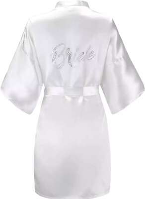 EPLAZA Women's One Size Silver Rhinestones Bride Bridesmaid Short Satin ...