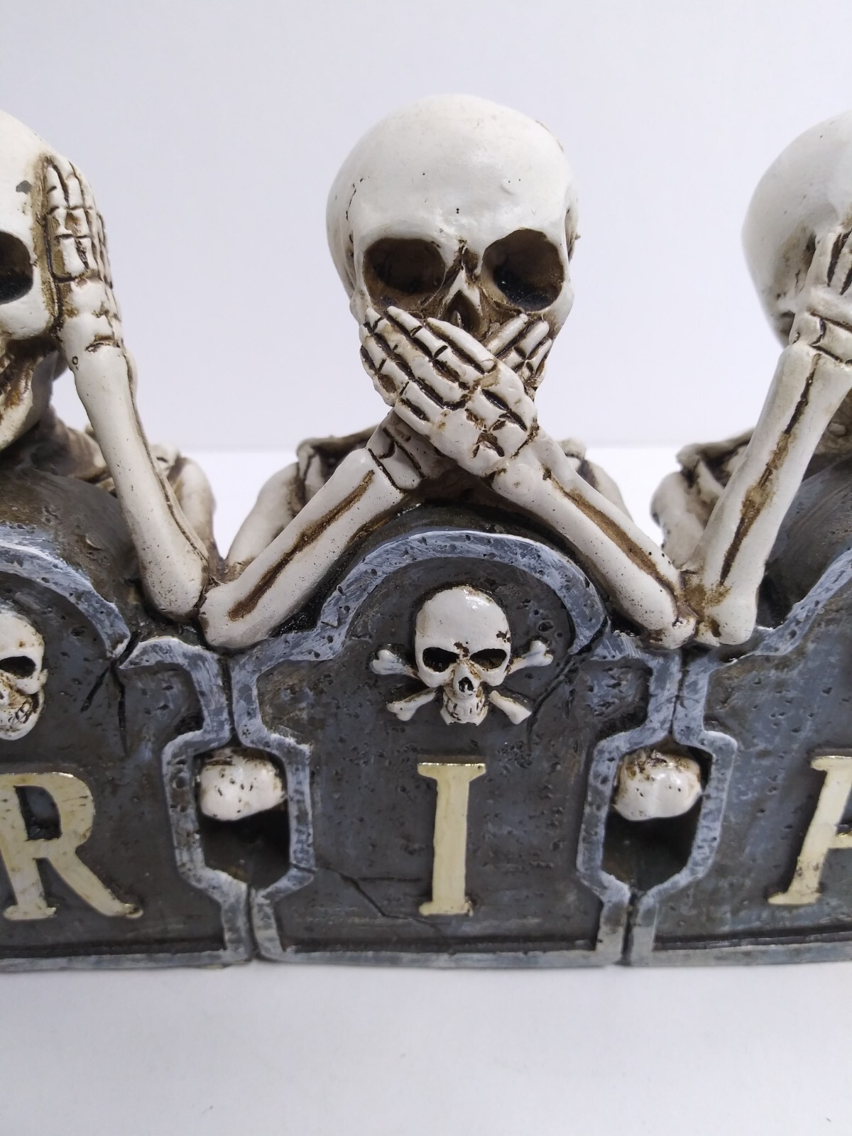 See Hear Speak No Evil Three Skeletons RIP Tombstones Resin Figurine ...