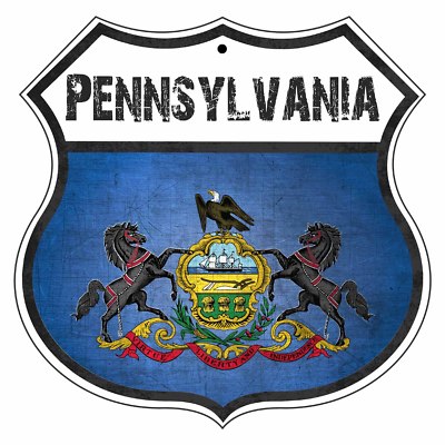 Pennsylvania Country Flag Sign US State Highway Shield Aluminum Metal ...