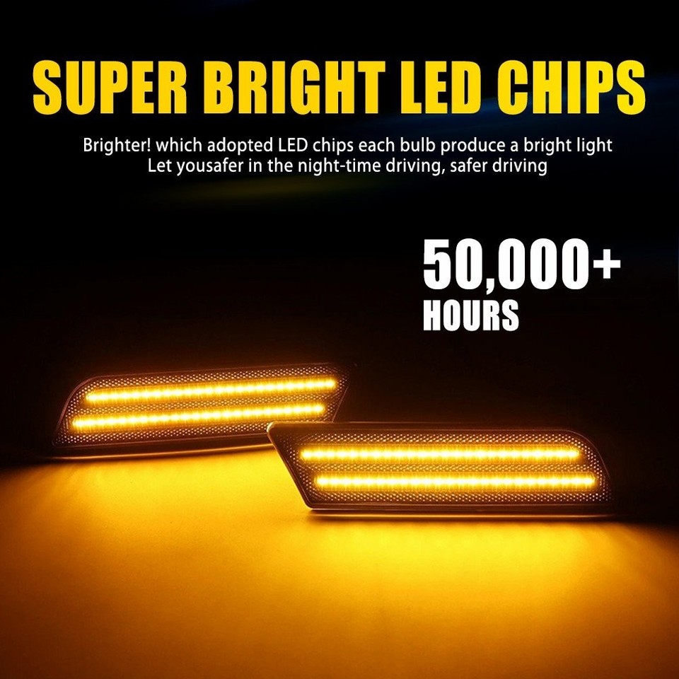 Amber LED Strip Front Side Marker Lights Lamp For 2010-2013 Ford ...