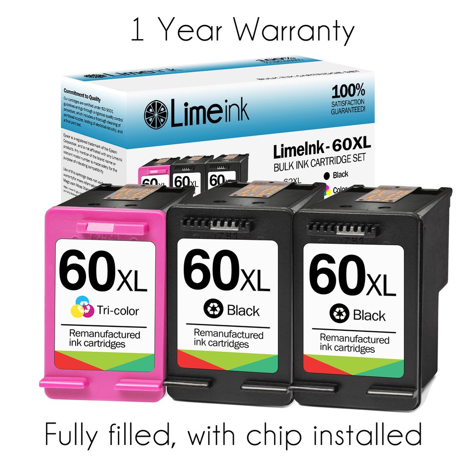60XL Ink Cartridges for HP Photosmart C4680 D110 Deskjet F4280 F2430 ...