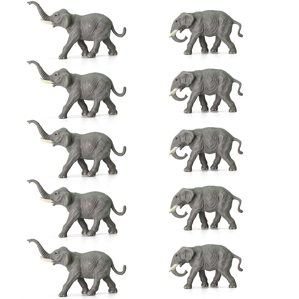 10pcs Model Railway 1:87 Well Painted Elephant PVC Animals HO Scale ...