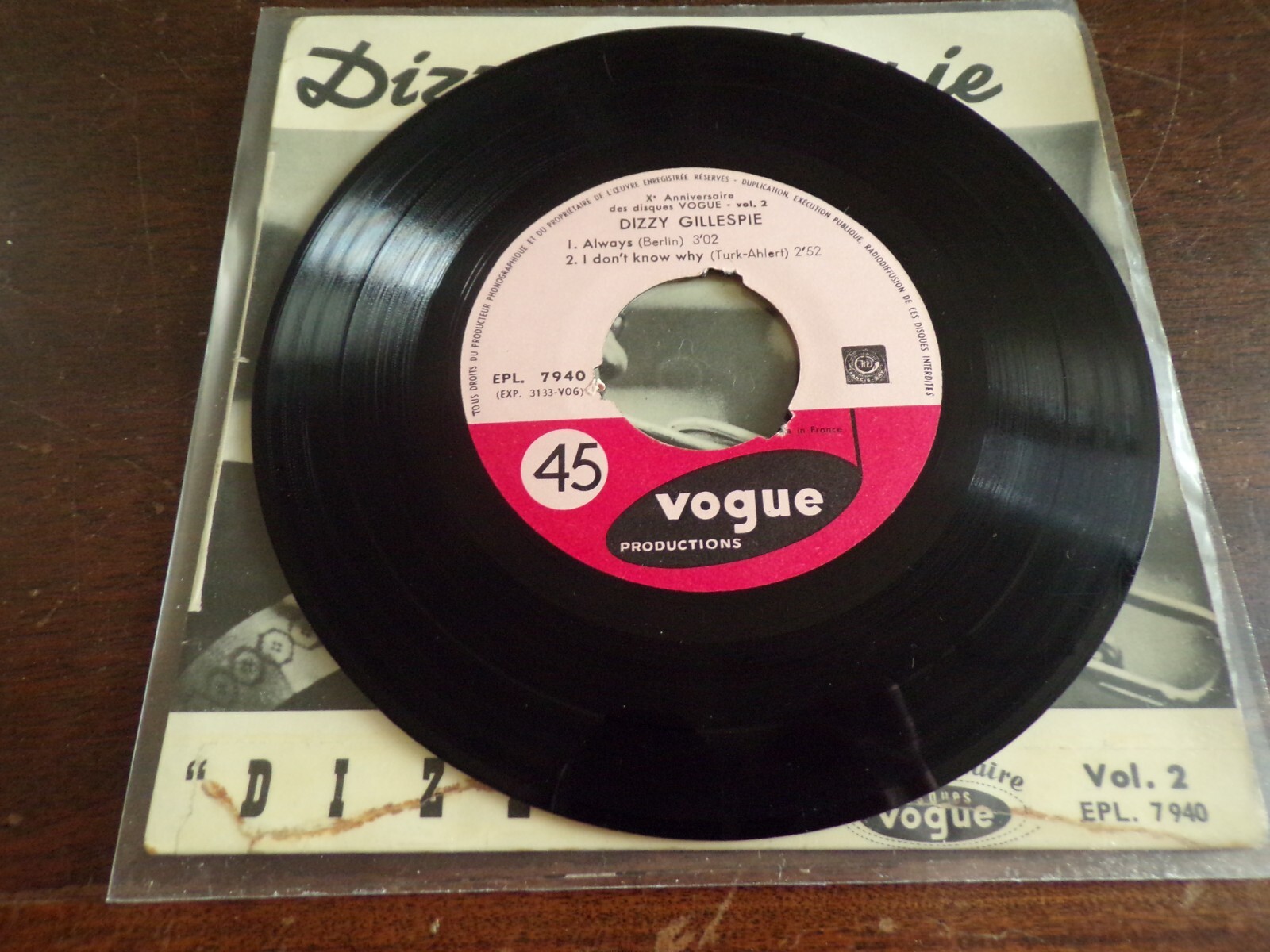 Vynil 45 tours " Dizzy Gillespie - DIZZY volume 2 " | eBay