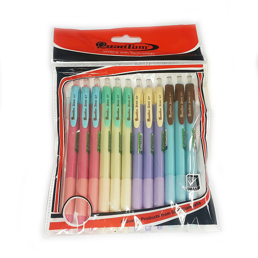 Ball Point Pen 0.7 Quantum Sense Smooth Writing Blue Ink Asst Colors 12 ...