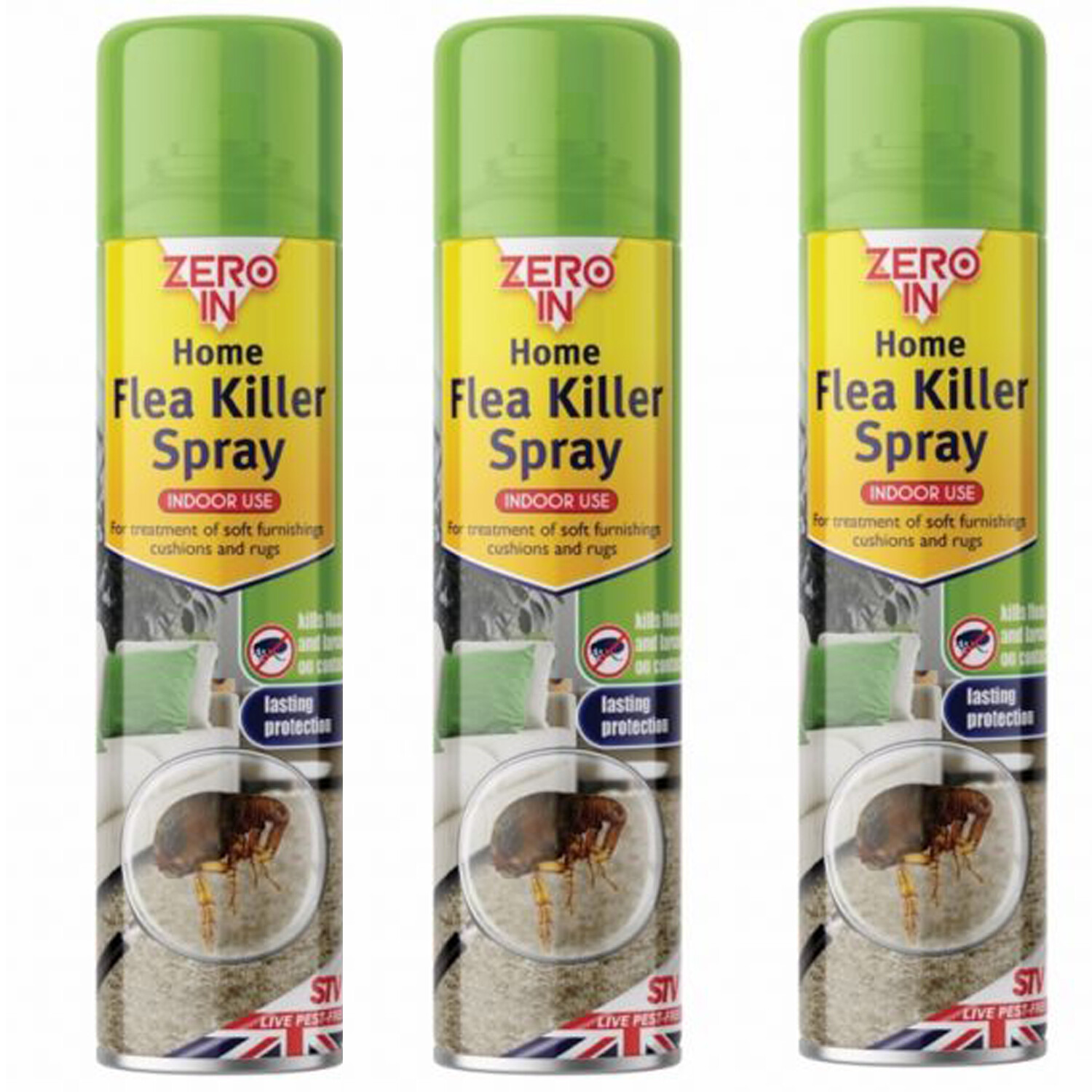 Zero In Home Flea Killer Spray Aerosol Spray Pest Control 300ml 1-4 UK ...