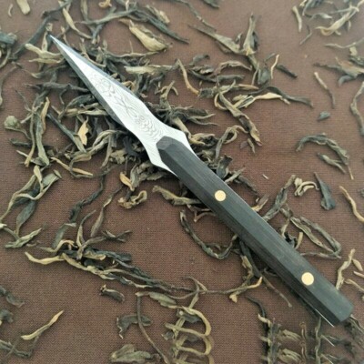 Stainless Steel Tea Needle Cutter Damascus Tea Knife Full Tang Fixed ...